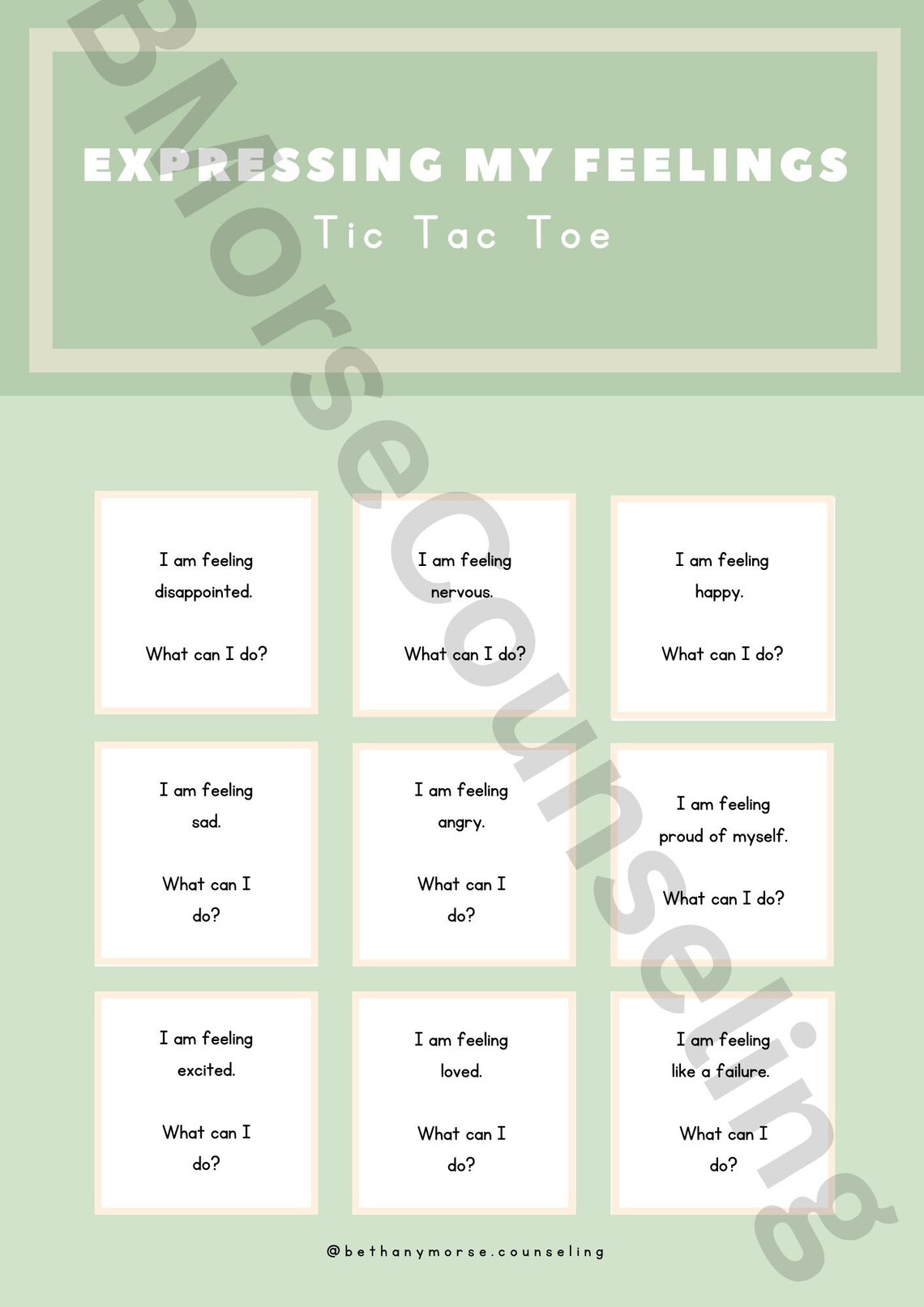 Feelings Tic Tac Toe [3 Page PDF Digital Download, Therapy Printable ...