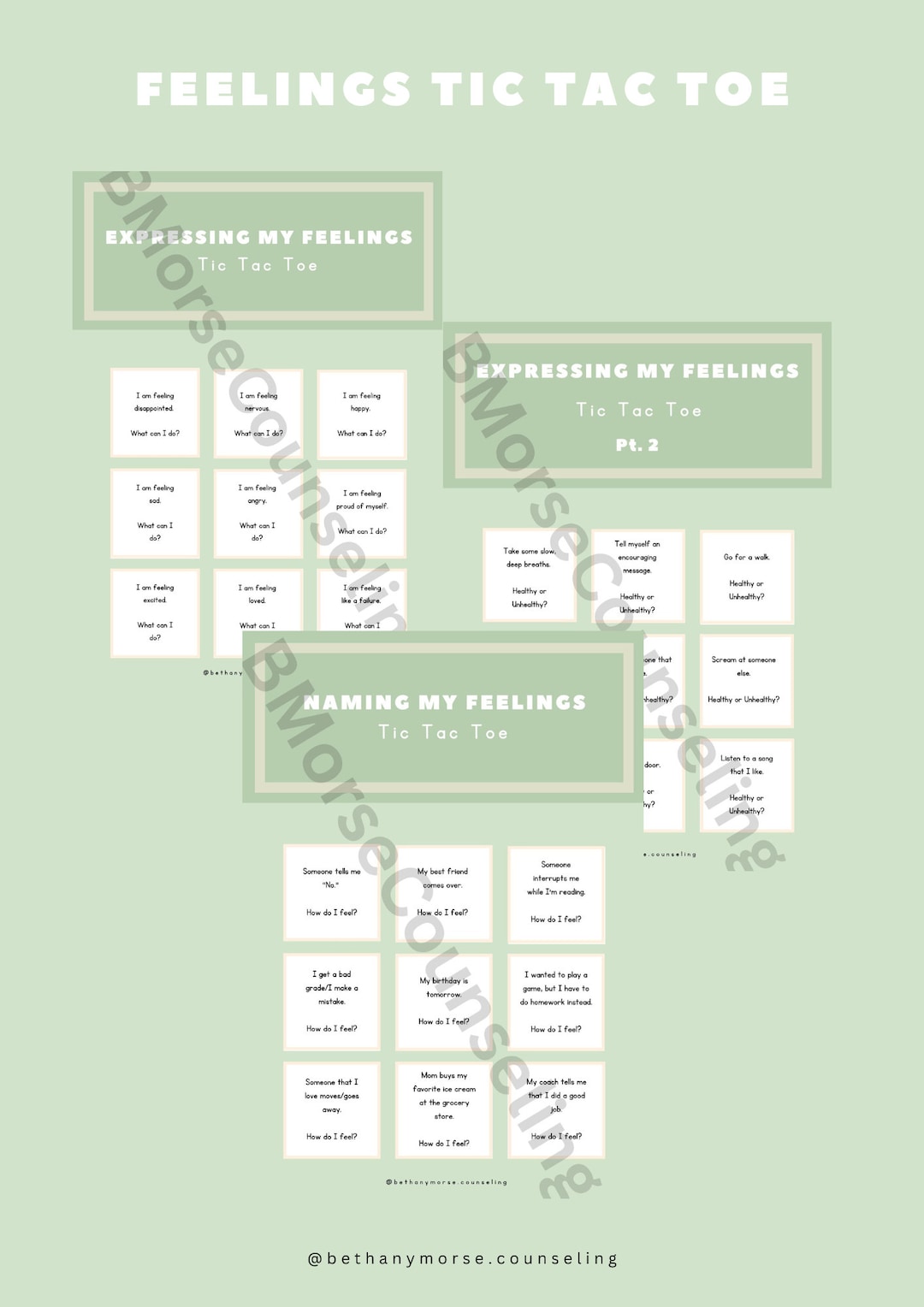Feelings Tic Tac Toe [3 Page PDF Digital Download, Therapy Printable ...
