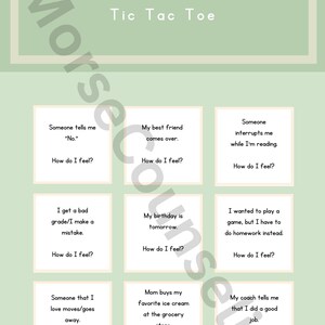 Feelings Tic Tac Toe [3 Page PDF Digital Download, Therapy Printable ...