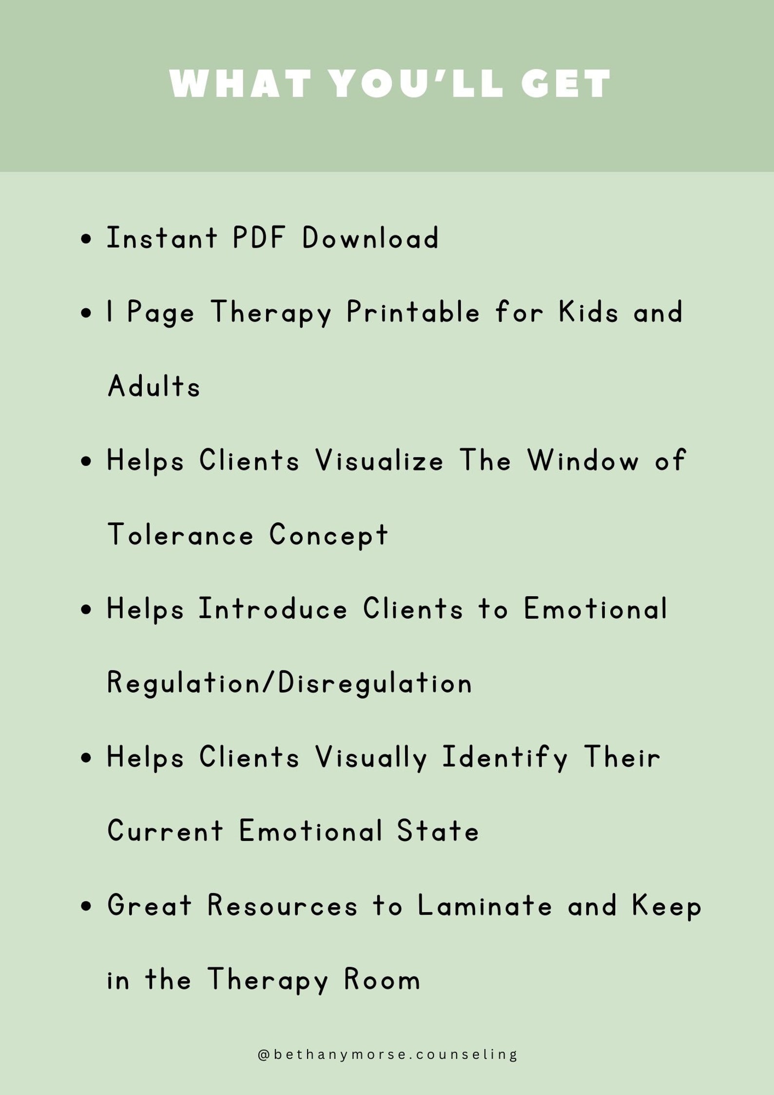 Window of Tolerance Diagram [1 Page PDF Digital Download, Therapy ...