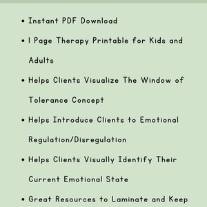 Window of Tolerance Diagram [1 Page PDF Digital Download, Therapy ...