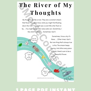 The River of My Thoughts [1 Page PDF Therapy Printable/psychoeducation ...
