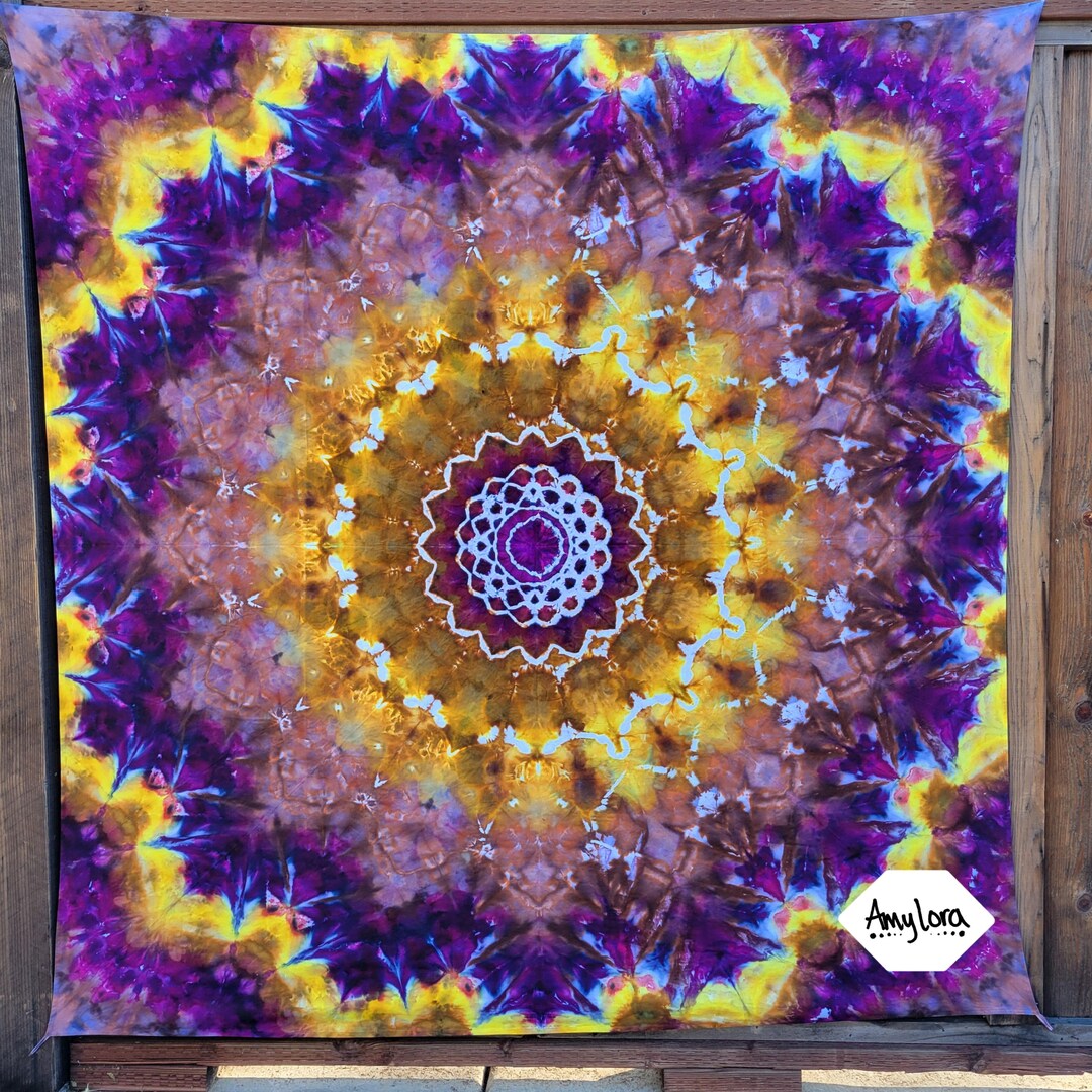 Ice Dyed Tapestry "thistle Point!" Wall Hang, Room Divider, Mandala ...