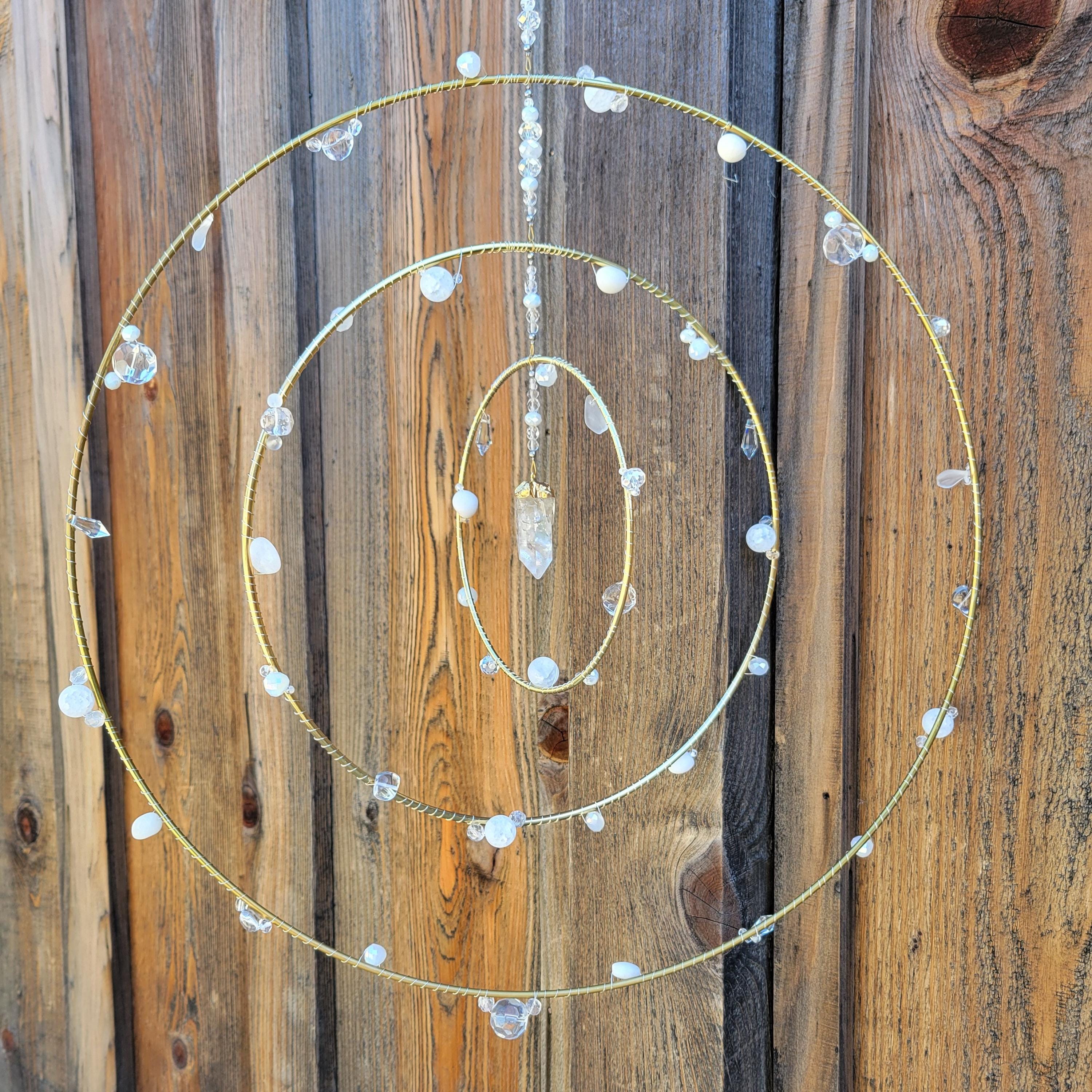 Spinning Suncatcher Ring With Quartz Crystals and Glass Beads - Etsy
