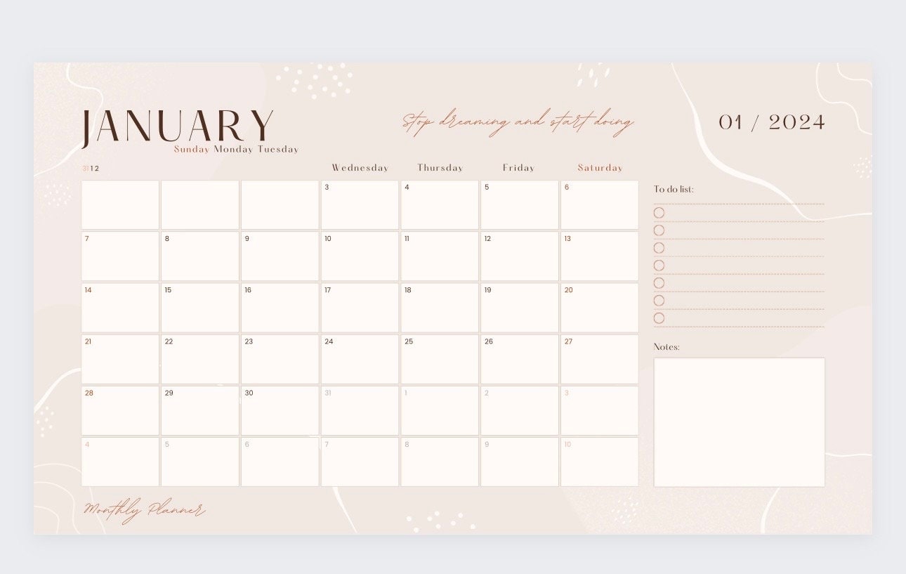 2024 Printable 12 Month Calendar - Etsy
