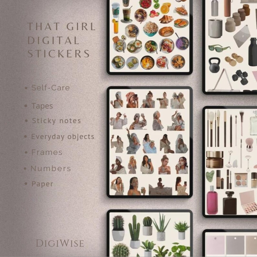 THAT GIRL, Aesthetic Digital Sticker Book for Goodnotes | Pre-cropped ...