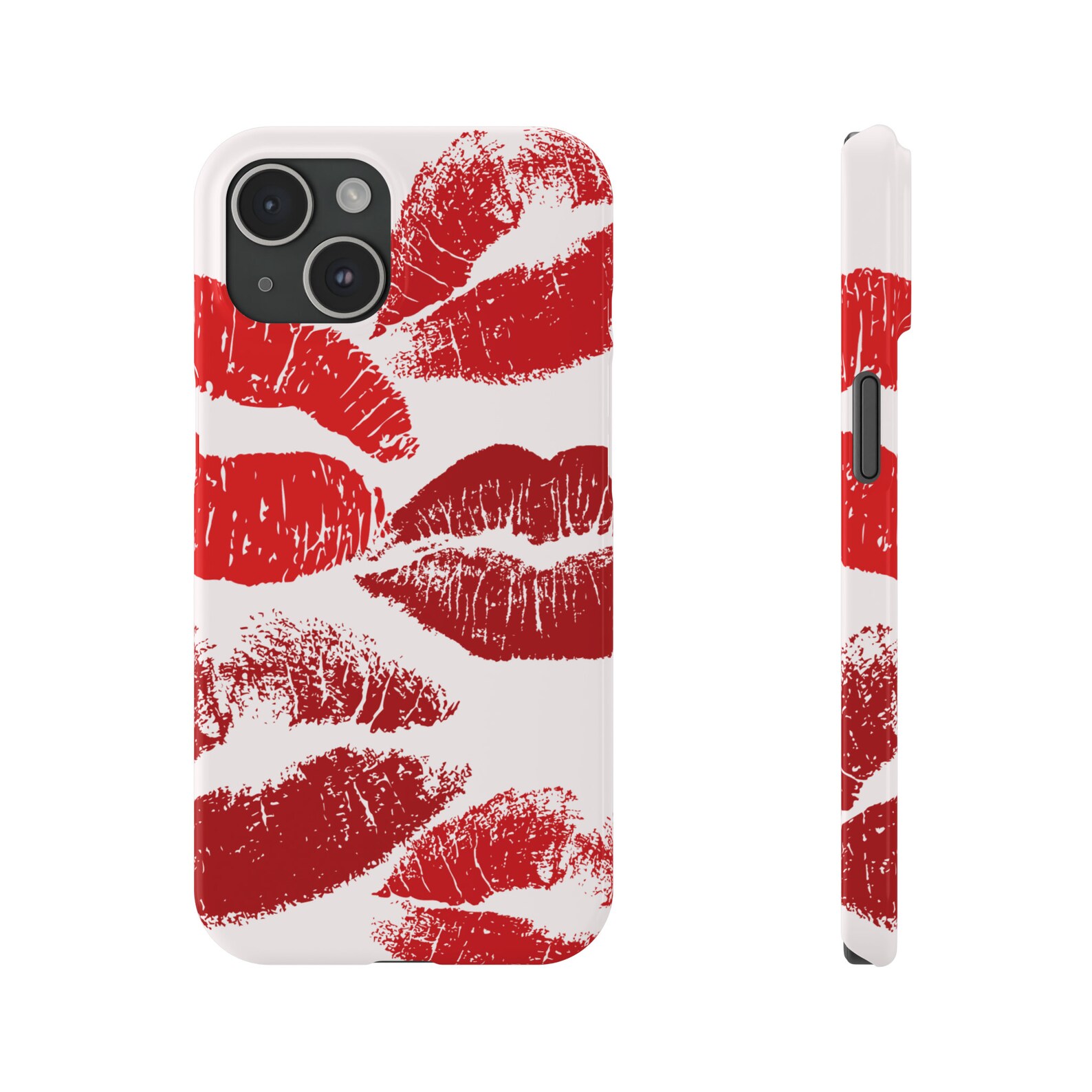Lipstick Kiss Mark Phone Case, Red Lips, Slim Phone Case, iPhone 15, 14 ...