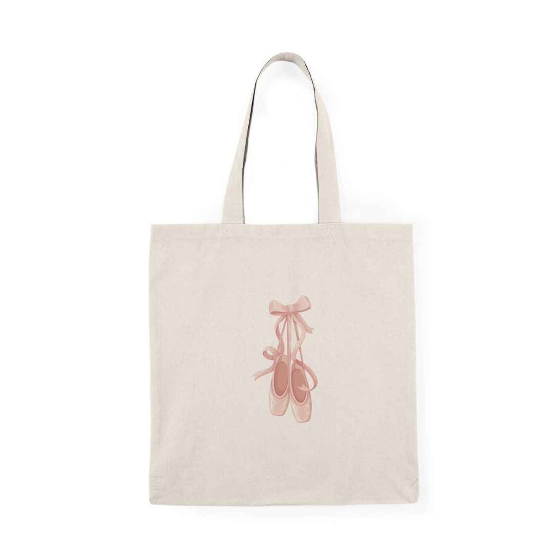 Cute Ballet Slippers Tote Bag, Coquette Pink Bow Ballet Shoes, Gift for ...