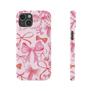 Pink Bows Phone Case, Cute Bow Pattern, Girly Phone Case, Slim Case ...