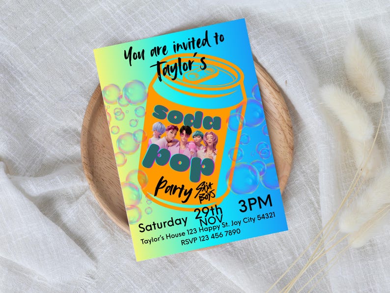 Saja Boys Invitation Template, Soda Pop Invitation, KPOP Hunters Invite ...