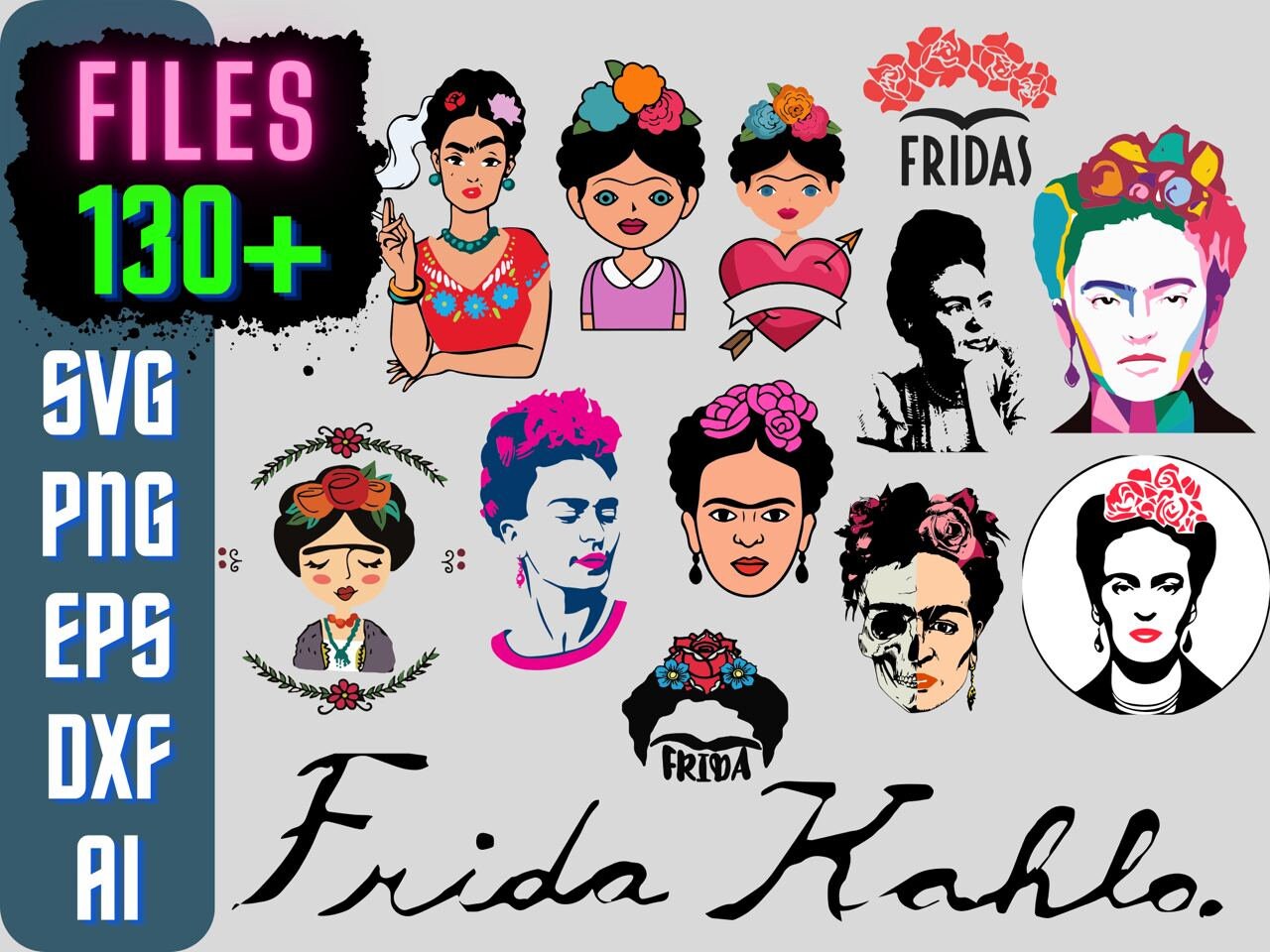 Frida Kahlo Svg Bundle, Frida Kahlo Svg Files, Frida Kahlo Svg Birthday ...