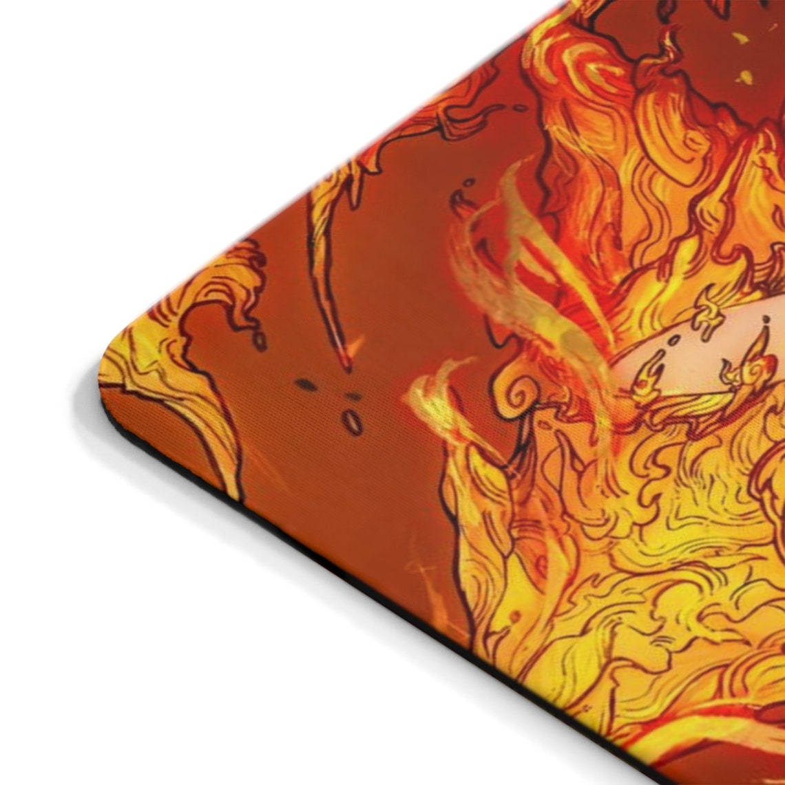 Flaming Anime Fighter Mousepad Dynamic Flame Print for Gamers - Etsy