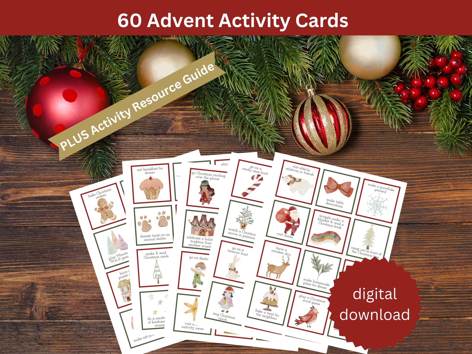 Advent Activity Cards | Christmas Activities | Advent Printables ...