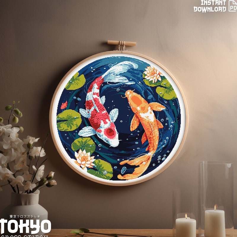 Koi Cross Stitch - Etsy UK