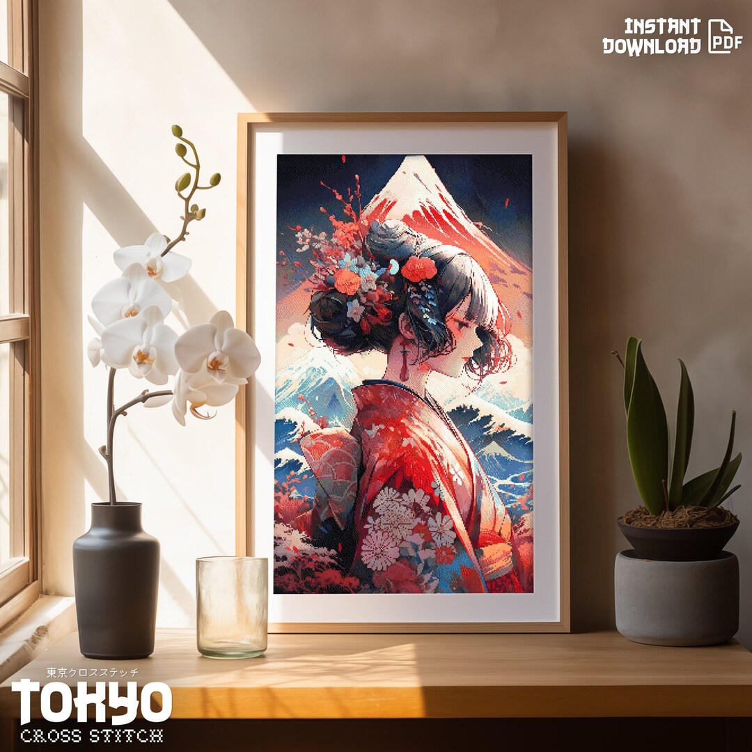 Counted Cross Stitch PDF Pattern "mount Fuji's Grace" - Supersize Japan ...