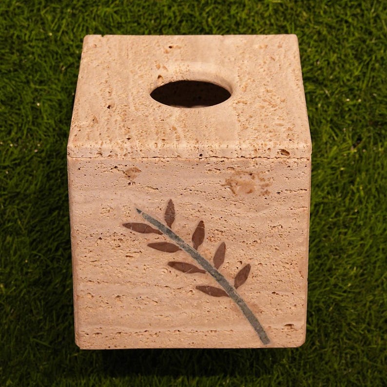 Handcrafted Travertine Tissue Box Cover Natural Stone Tissue Holder for ...