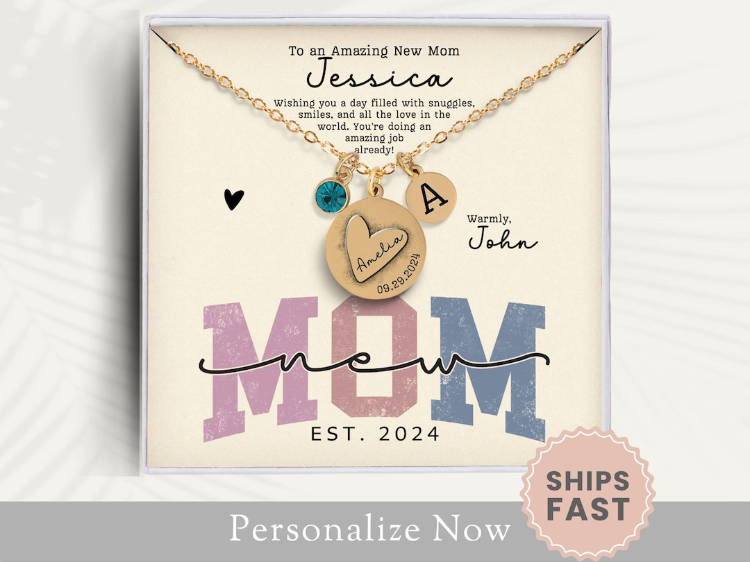 Personalized New Mom Birthstone Necklace Gift for New Mom Necklace ...