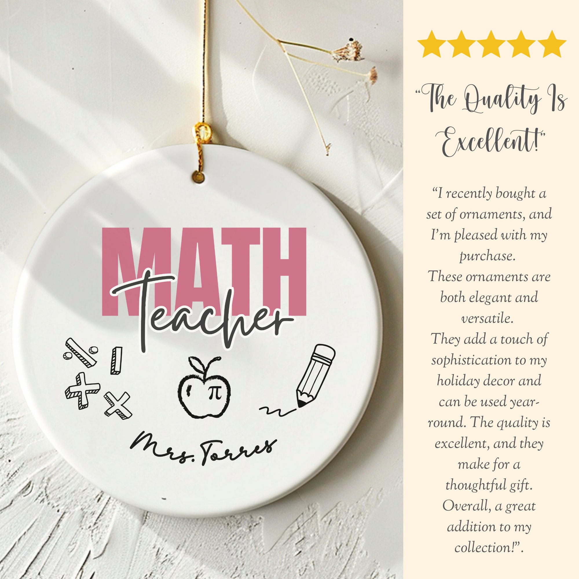 Personalized Math Teacher Ornament Gift for Math Teacher Keepsake ...