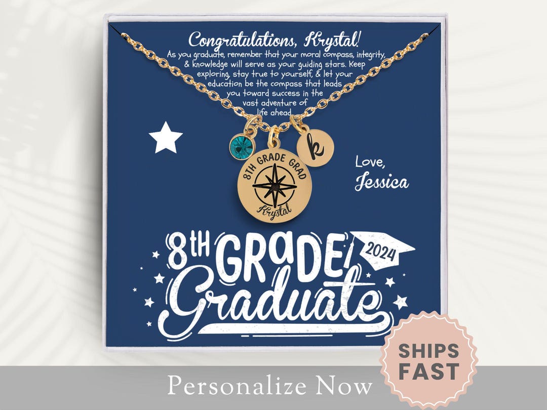 Personalized 8th Grade Graduation Necklace Gift for Eighth Grade ...