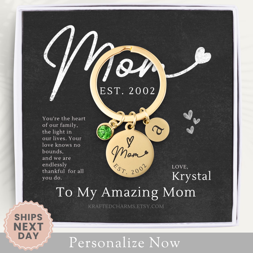 Personalized Mom Keychain Gift for Mom Keyring Mothers Day Gift Mother ...