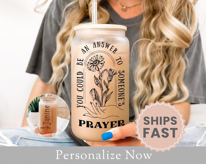 Pray Wait Trust Glass Can, Christian Cup for Women, Religious Gift for ...