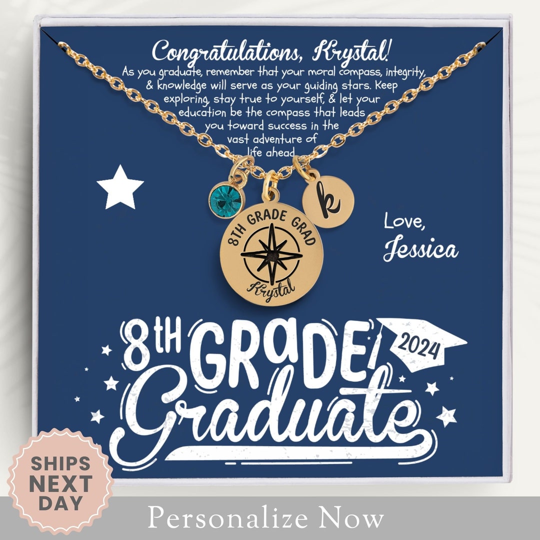 Personalized 8th Grade Graduation Necklace Gift for Eighth Grade ...