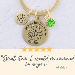 Personalized Mental Health Nurse Keychain Psychiatric Nurse Keychain ...
