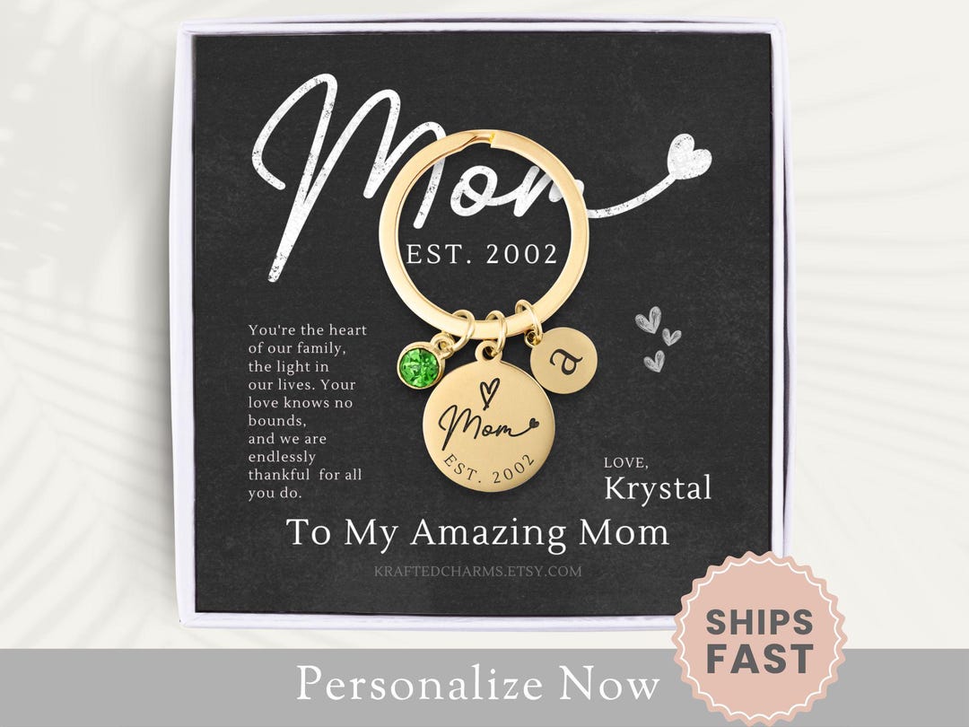 Personalized Mom Keychain Gift for Mom Keyring Mothers Day Gift Mother ...