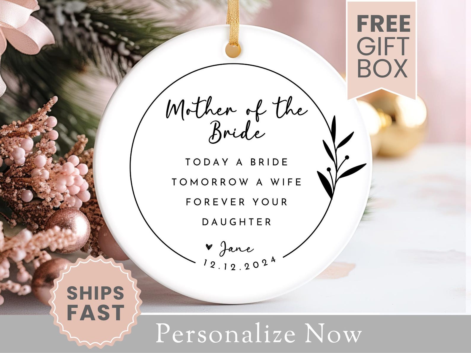 Personalized Mother of the Bride Ornament Gift for Mom of Bride ...