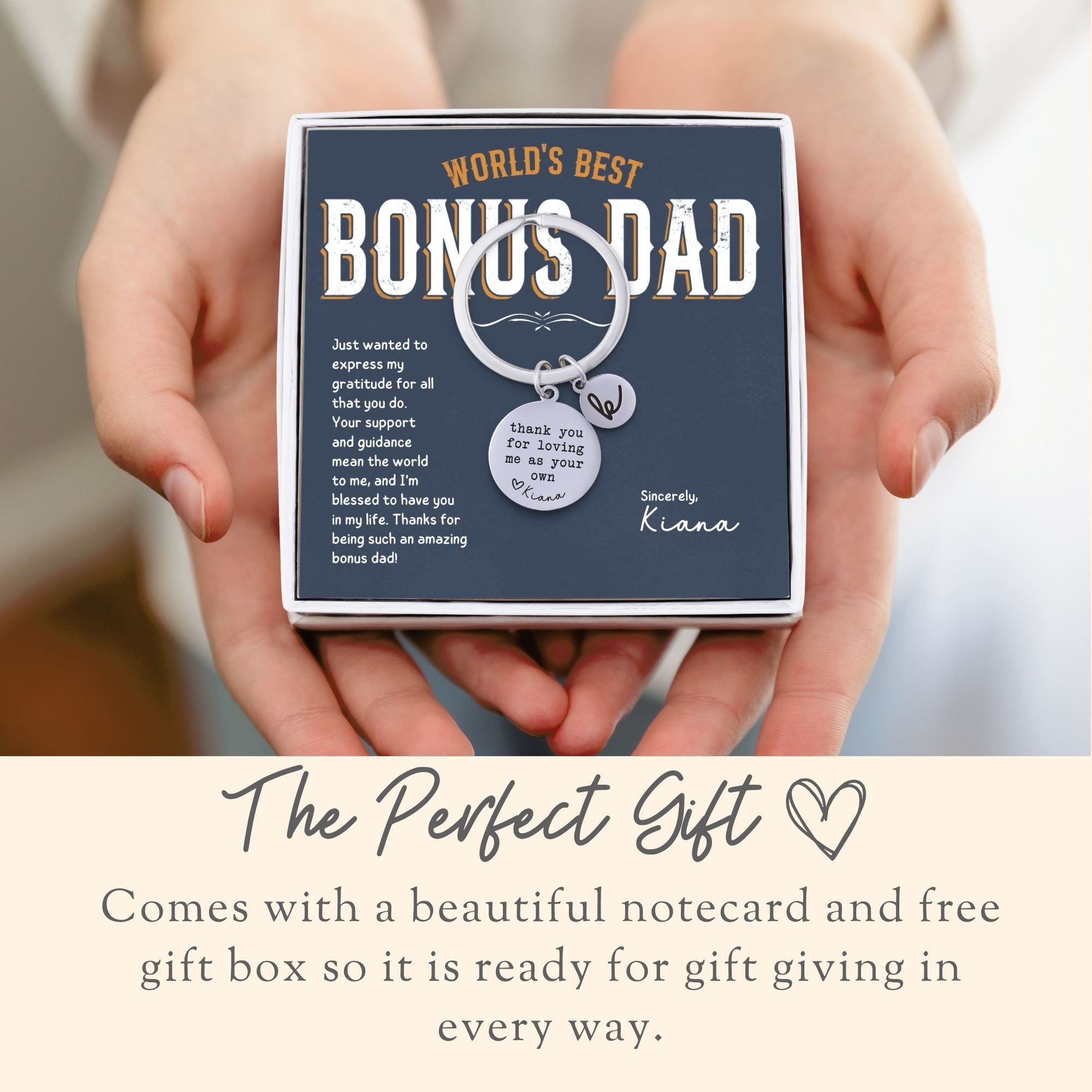 Personalized Bonus Dad Keychain Gift for Bonus Dad Keyring Father’s Day ...