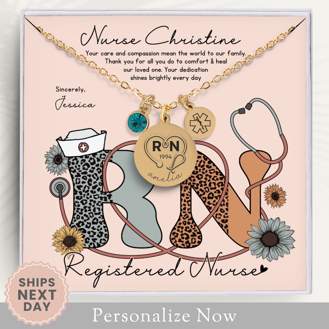 Personalized RN Registered Nurse Necklace Gift for Registered Nurse ...