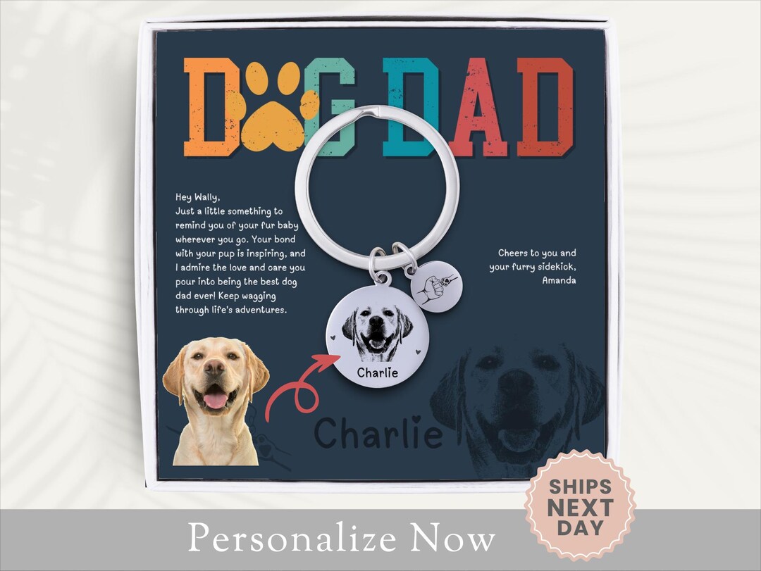 Personalized Dog Dad Keychain Gift for Dog Dad Keyring Fathers Day Gift ...