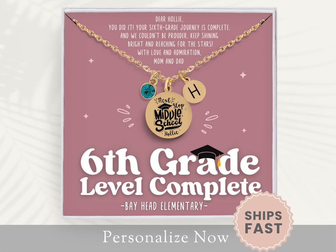 Personalized 6th Grade Graduation Necklace Gift for Sixth Grade ...