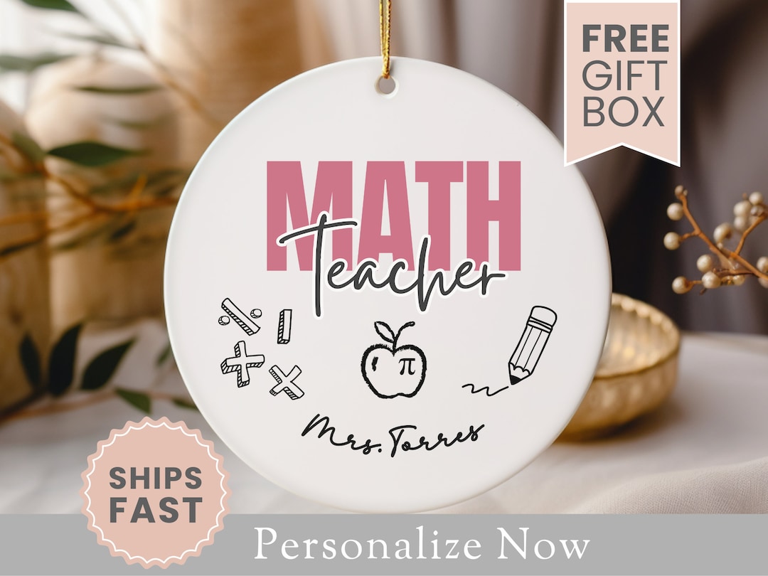 Personalized Math Teacher Ornament Gift for Math Teacher Keepsake ...