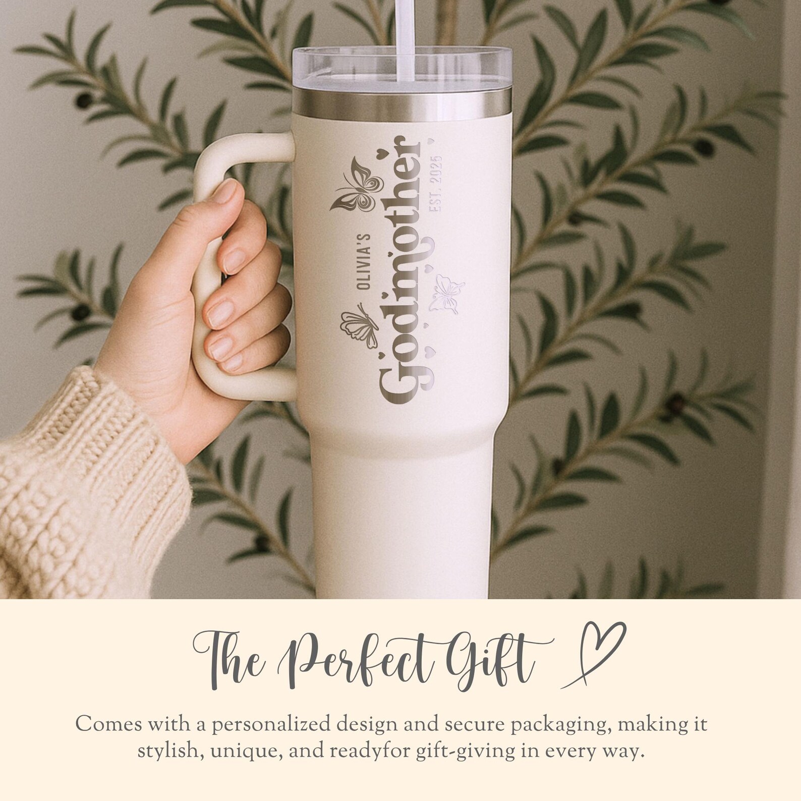 Personalized Godmother Tumbler With Straw Gift for Godmother Tumbler ...