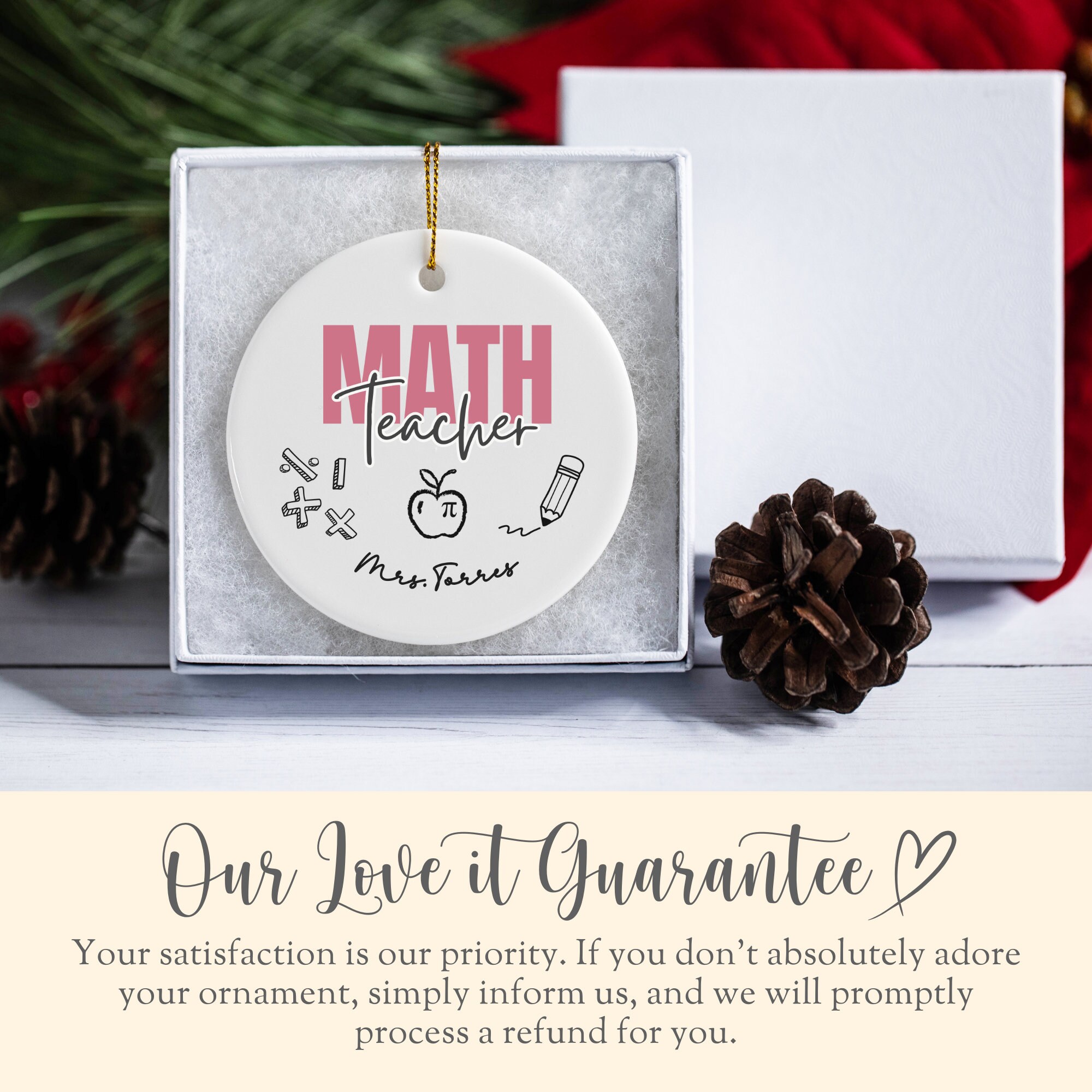 Personalized Math Teacher Ornament Gift for Math Teacher Keepsake ...