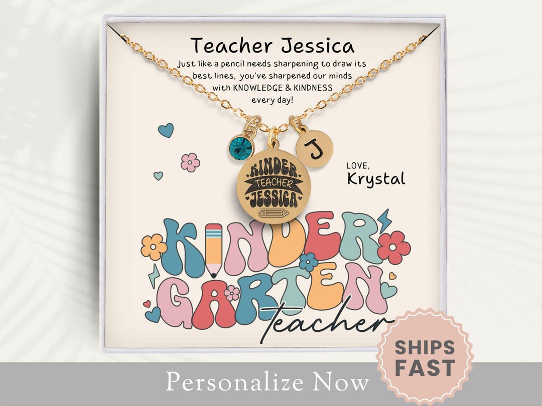 Personalized Kindergarten Teacher Necklace Preschool Teacher Neck Lace ...