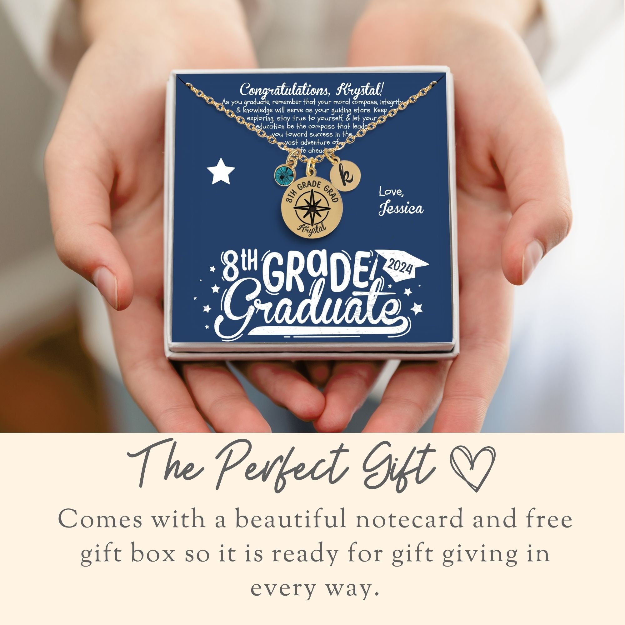 Personalized 8th Grade Graduation Necklace Gift for Eighth Grade ...