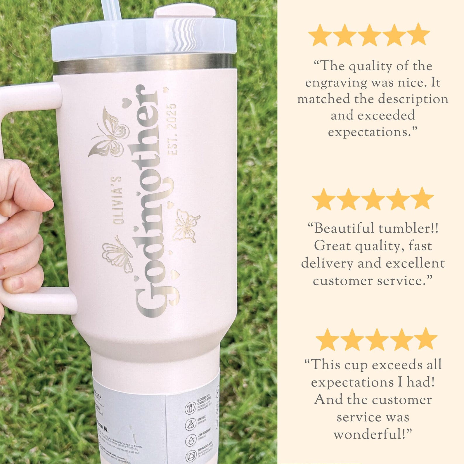 Personalized Godmother Tumbler With Straw Gift for Godmother Tumbler ...