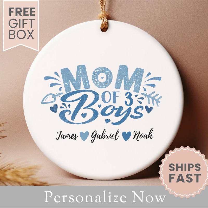 Mom & Two Sons Ornament - Etsy