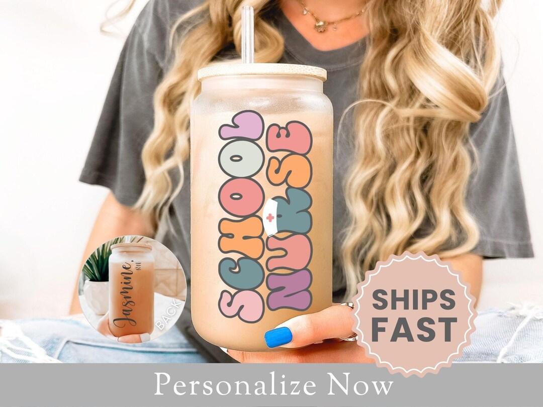 Personalized School Nurse Frosted Glass Cup Gift for School Nurse Glass ...