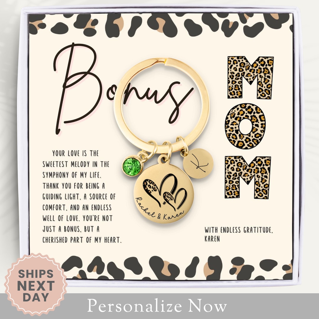 Personalized Bonus Mom Keychain Gift for Bonus Mom Stepmom Keyring ...