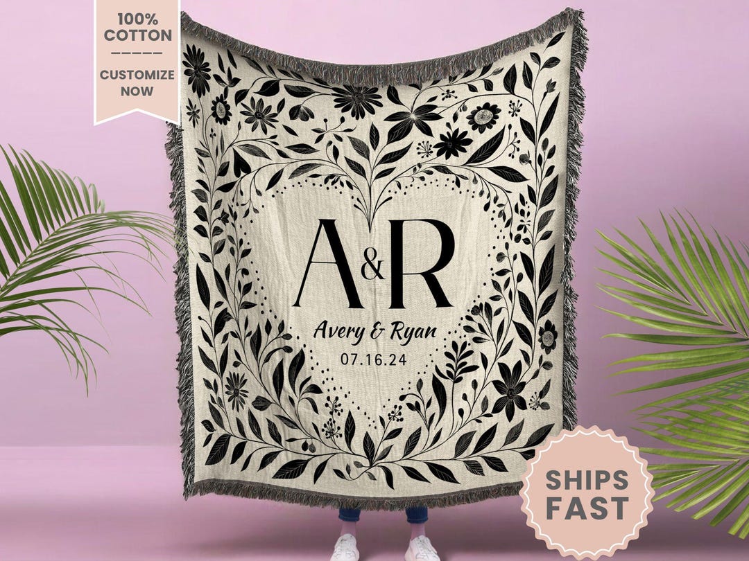 Personalized Wedding Woven Blanket Gift for Couple Tapestry Wedding ...