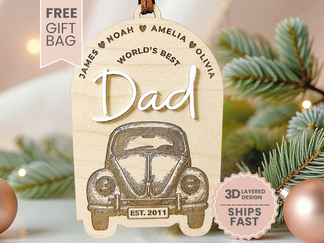 Custom Dad Ornament Gift for Father Ornament Laser Engraved Fathers Day ...