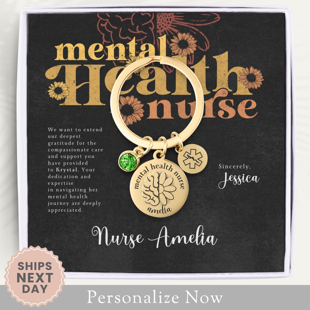 Personalized Mental Health Nurse Keychain Psychiatric Nurse Keychain ...