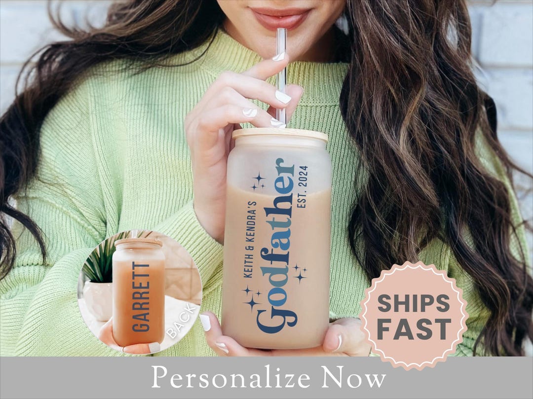 Personalized Godfather Frosted Glass Cup Gift for Godfather Glass ...