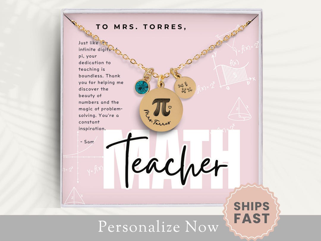 Personalized Math Teacher Necklace Math Teacher Appreciation Gift for ...