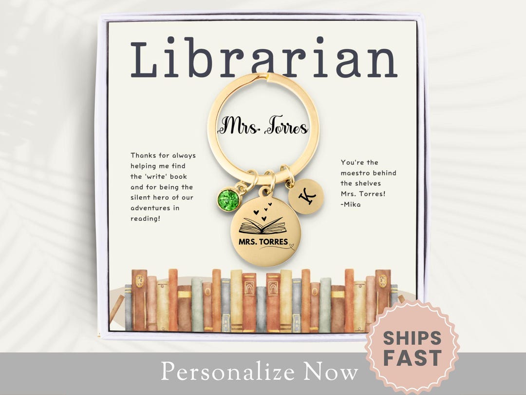 Personalized Librarian Keychain Teacher Gift for Librarian Key Chain ...