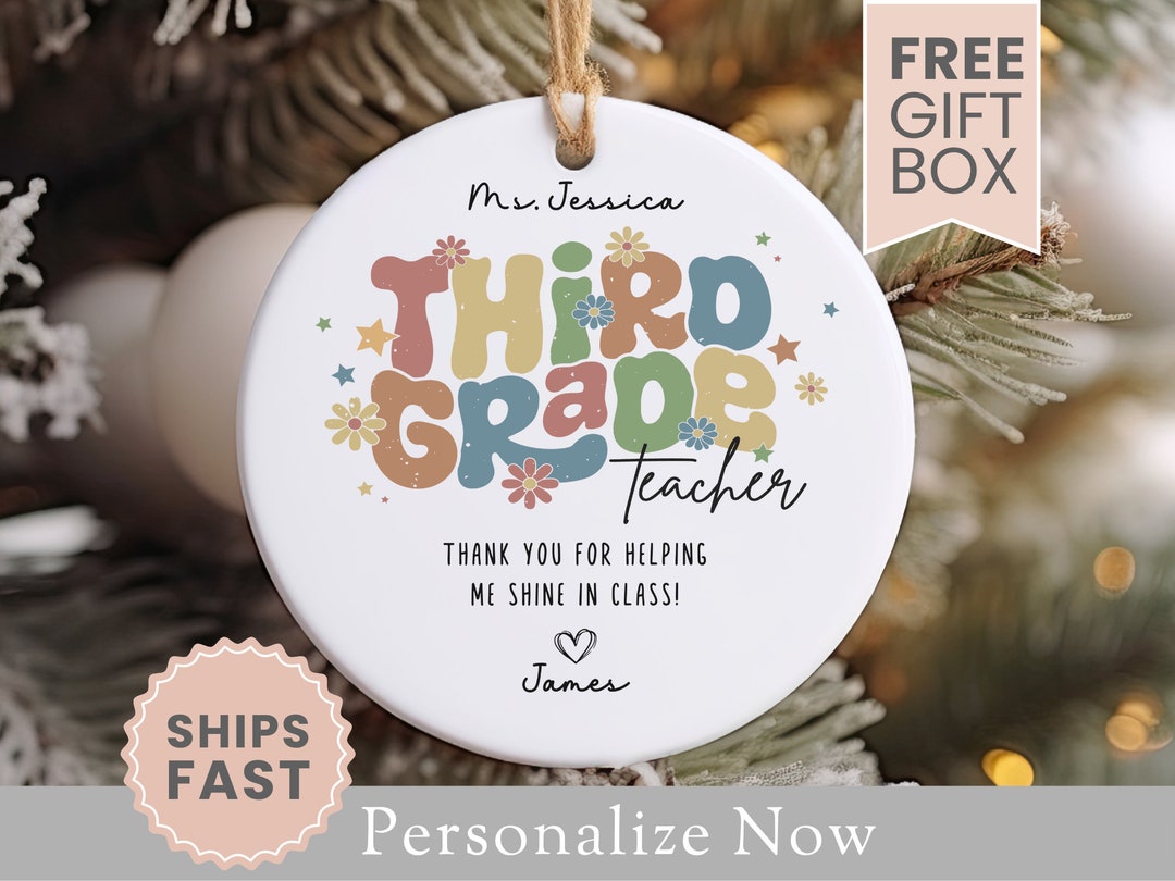 Personalized Third Grade Teacher Ornament Gift for 3rd Grade Teacher ...