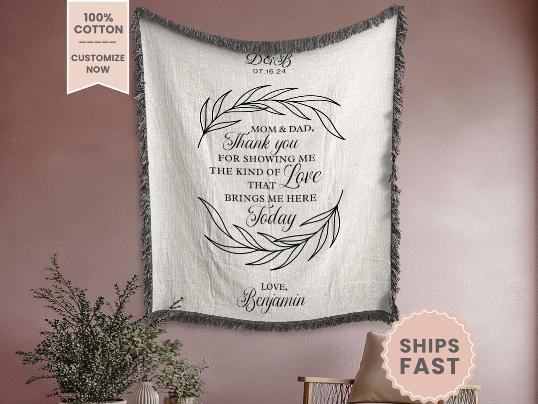 Personalized Parents of the Groom Woven Blanket Gift for Parents of the ...